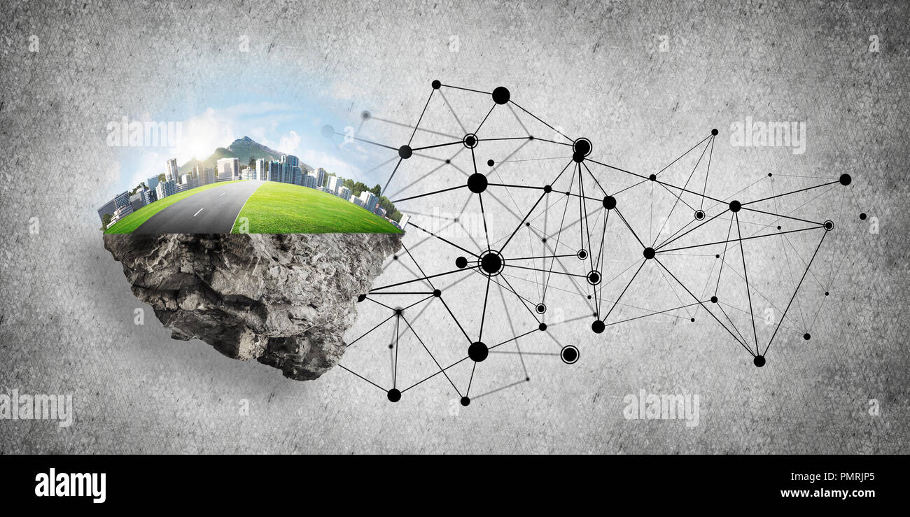 Concept of modern networking technologies and eco green construction ...