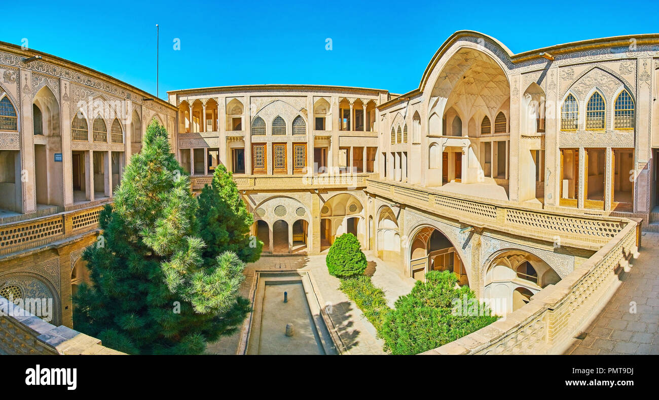 KASHAN, IRAN - OCTOBER 22, 2017: The scenic Abbasi House is famous for ...