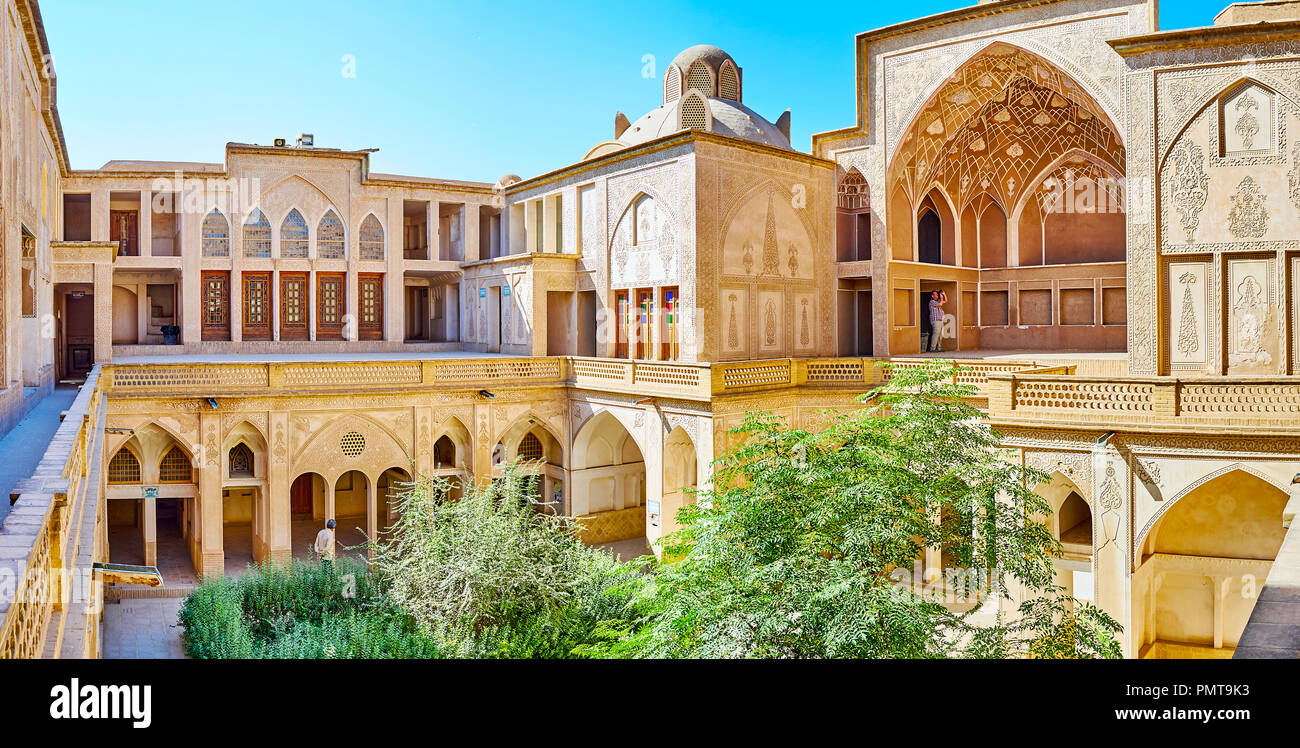 KASHAN, IRAN - OCTOBER 22, 2017: Abbasi House is one of traditional ...