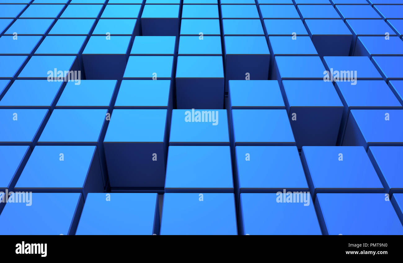 Abstract background of cubes in blue color. 3D illustration Stock Photo ...