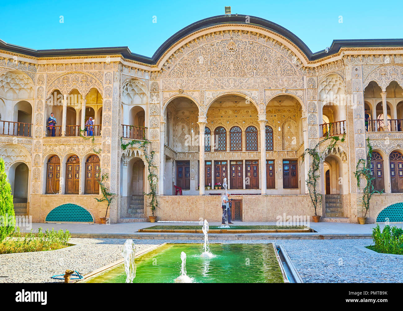 KASHAN, IRAN - OCTOBER 22, 2017: Restored Tabatabaei House is fine example of Qajar Era art and ...