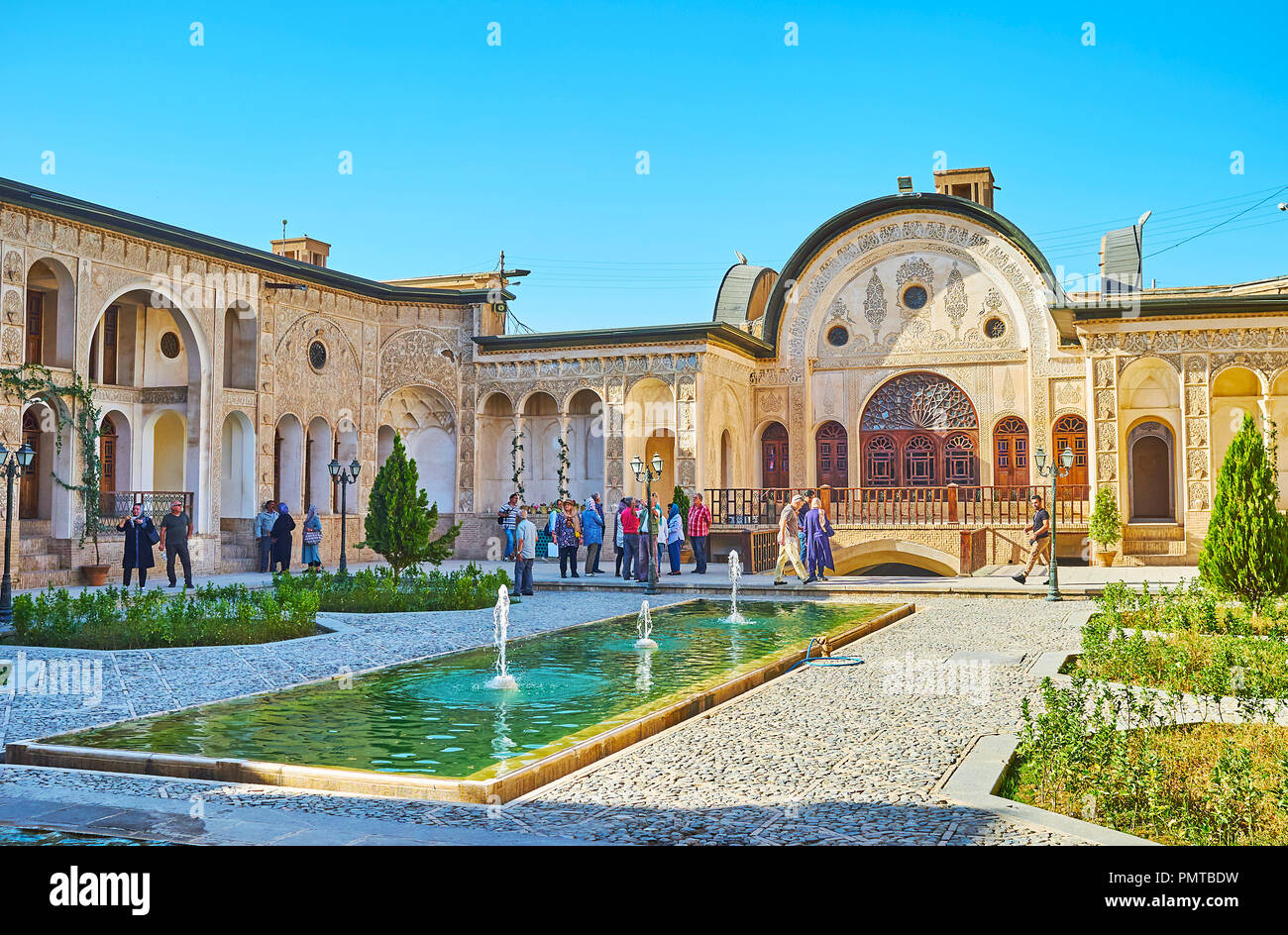 KASHAN, IRAN - OCTOBER 22, 2017: Visit traditional historic Tabatabaei House, famous for its ...