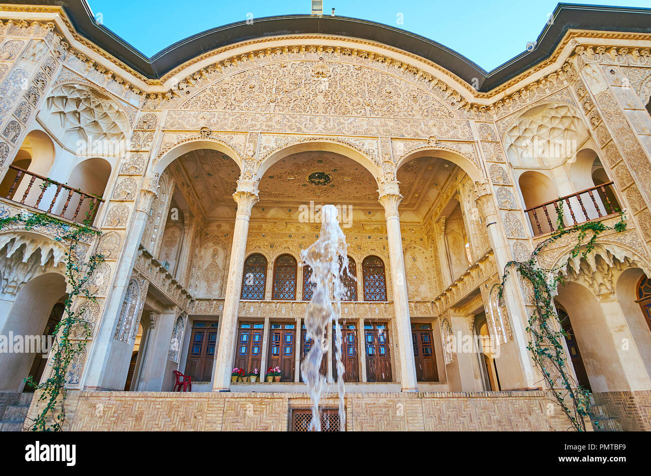 KASHAN, IRAN - OCTOBER 22, 2017: The beautiful Qajar Era Tabatabaei ...
