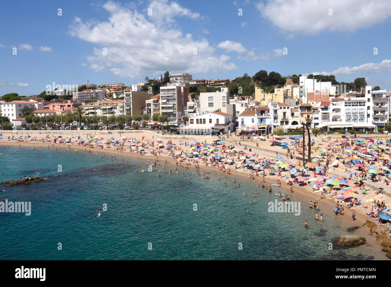 Beach of Blanes, Costa Brava, Girona province, Catalonia, Spain Stock ...