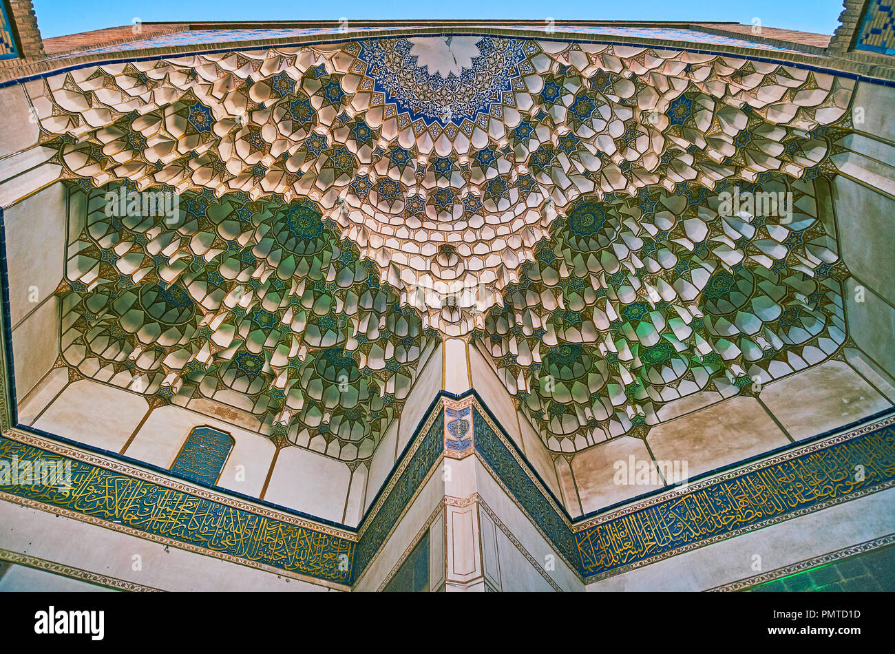 The muqarnas decoration of the entrance portal of Mir Emad Mosque ...