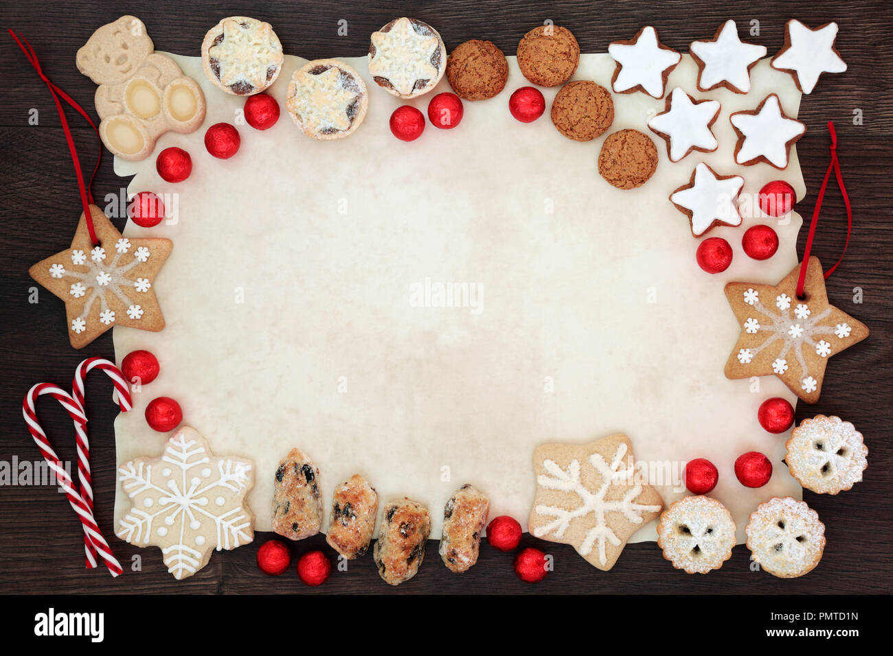 Christmas biscuit background border with delicious homemade biscuits ...