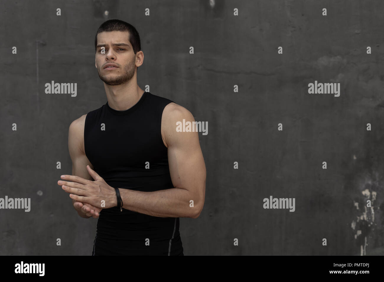 Portrait of handsome, attractive strong fashionable sporty sportive ...