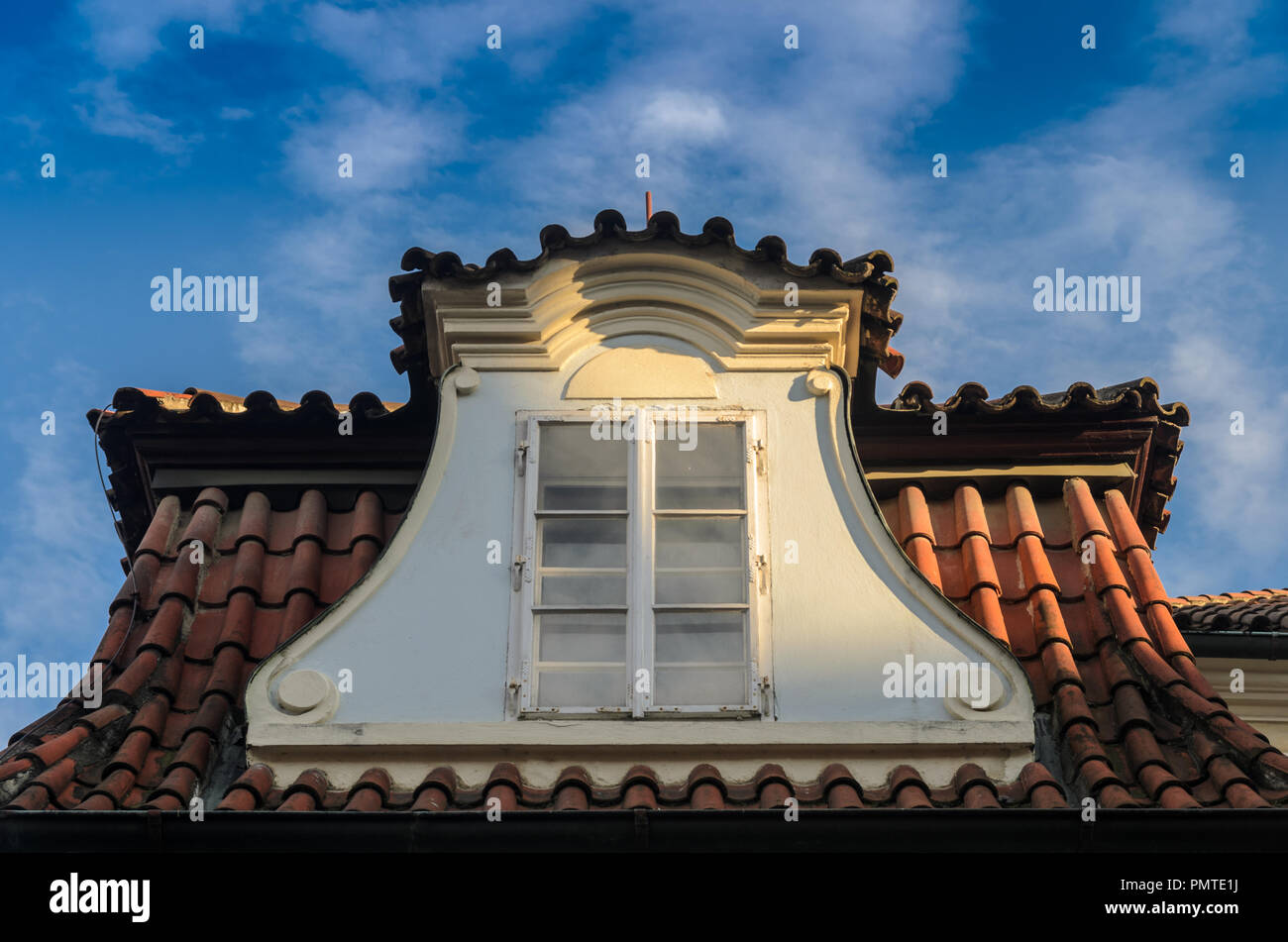 The window in the roof at Prague's Golden Line Stock Photo - Alamy