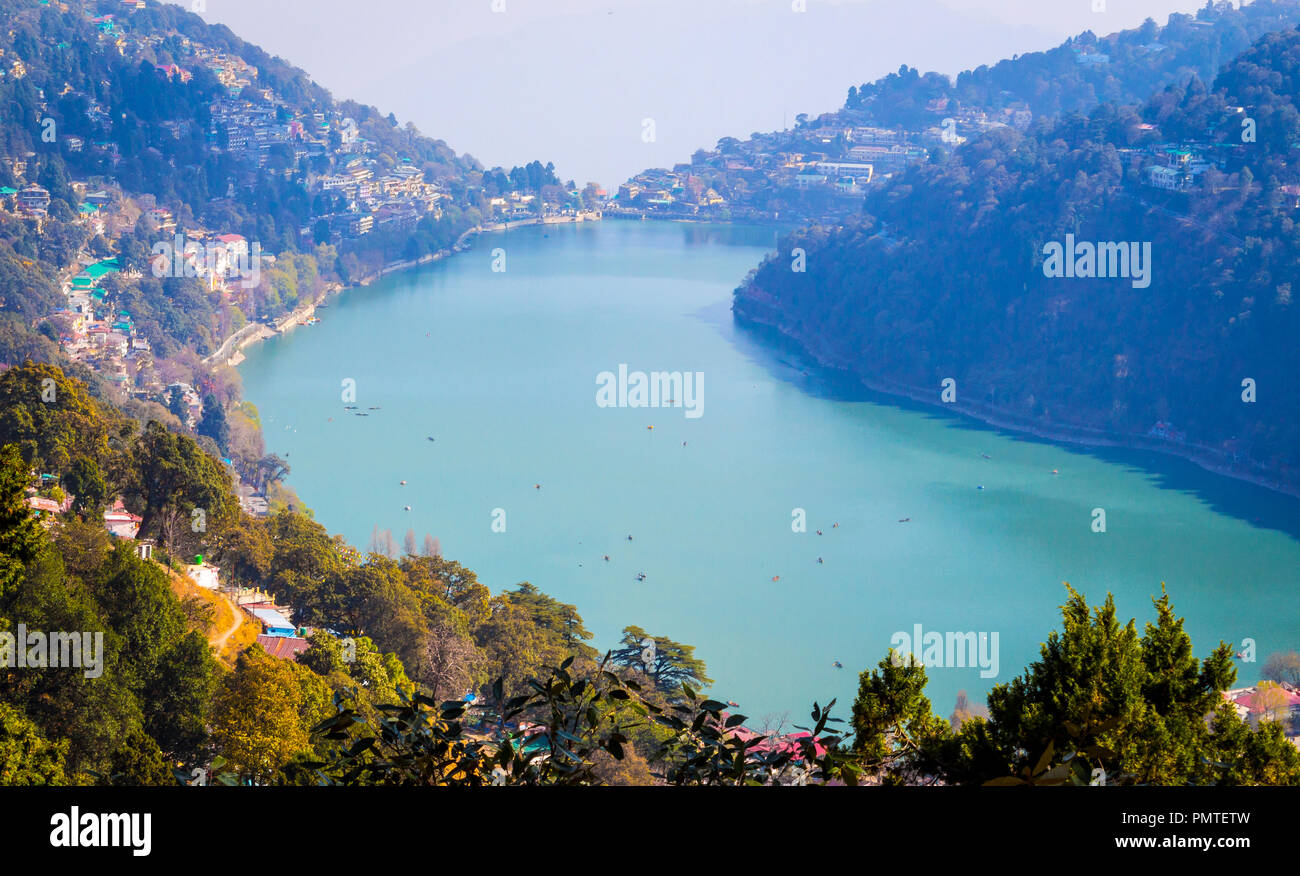 Naini Lake View Point, Nainital, Uttarakhand, India, Asia. The place is ...