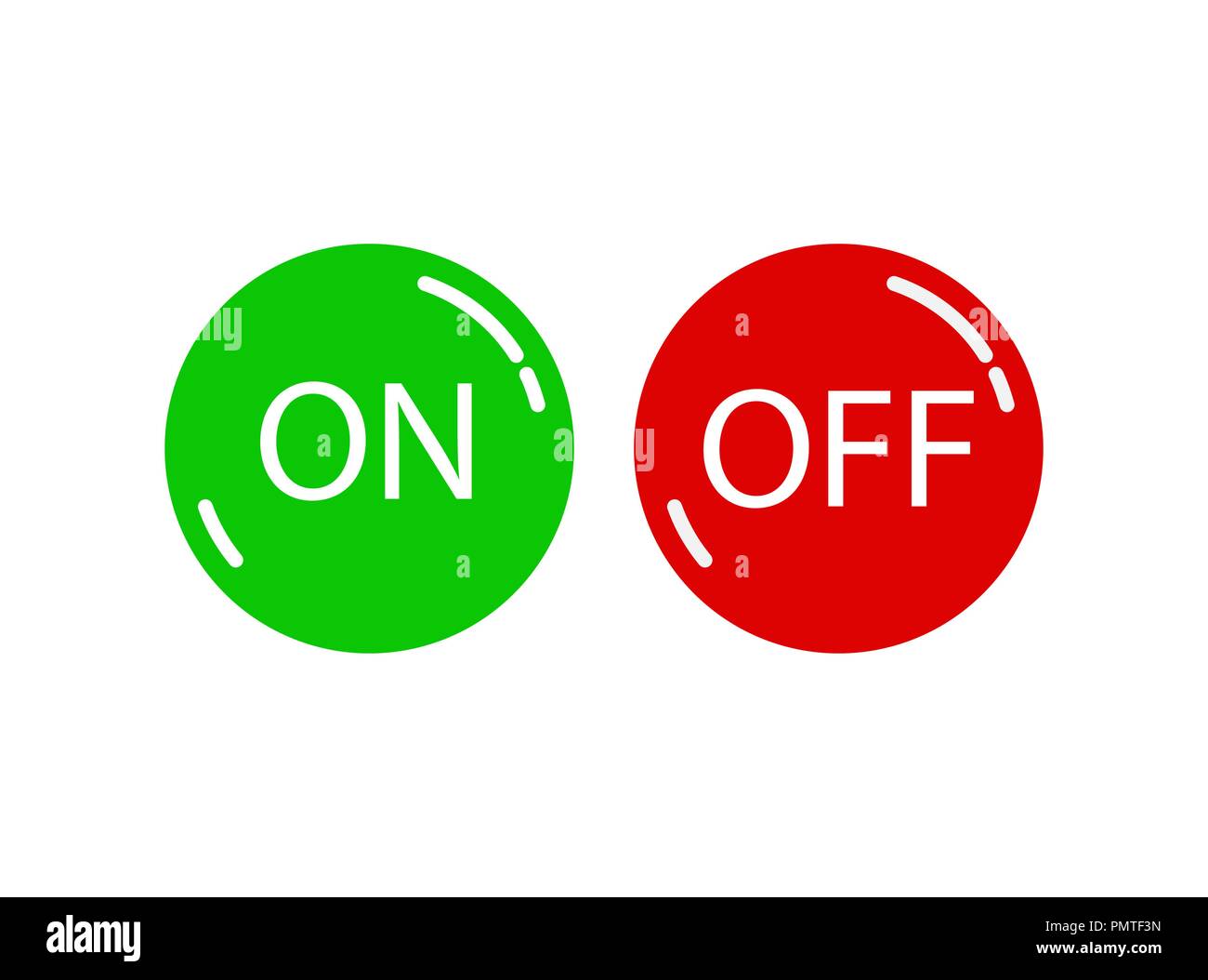 Green and red round buttons with inscriptions ON and OFF Stock Vector ...
