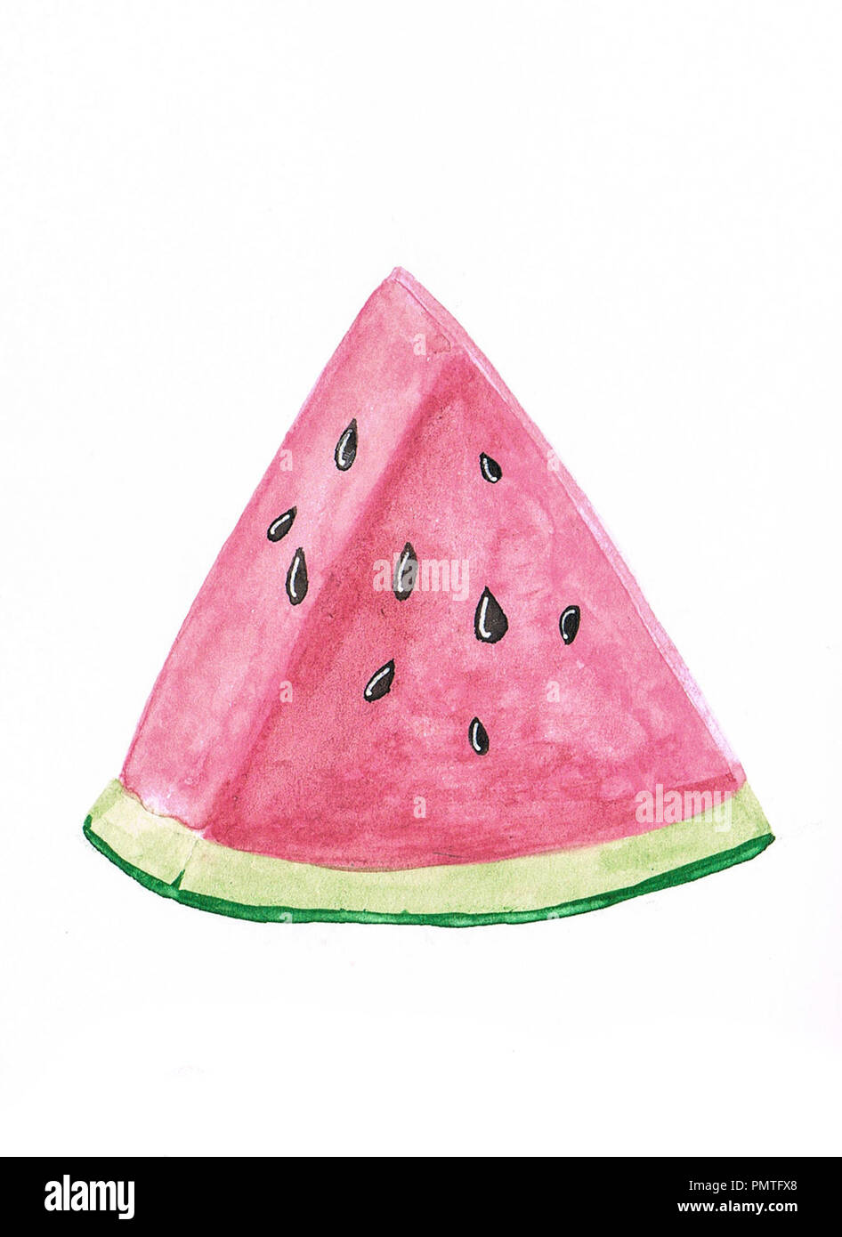 Watercolor handmade juicy piece of a watermelon Stock Photo - Alamy