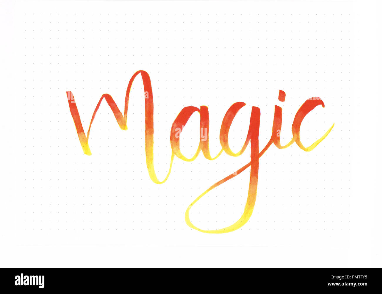 "Magic" hand lettering inscription in ombre colors Stock Photo - Alamy
