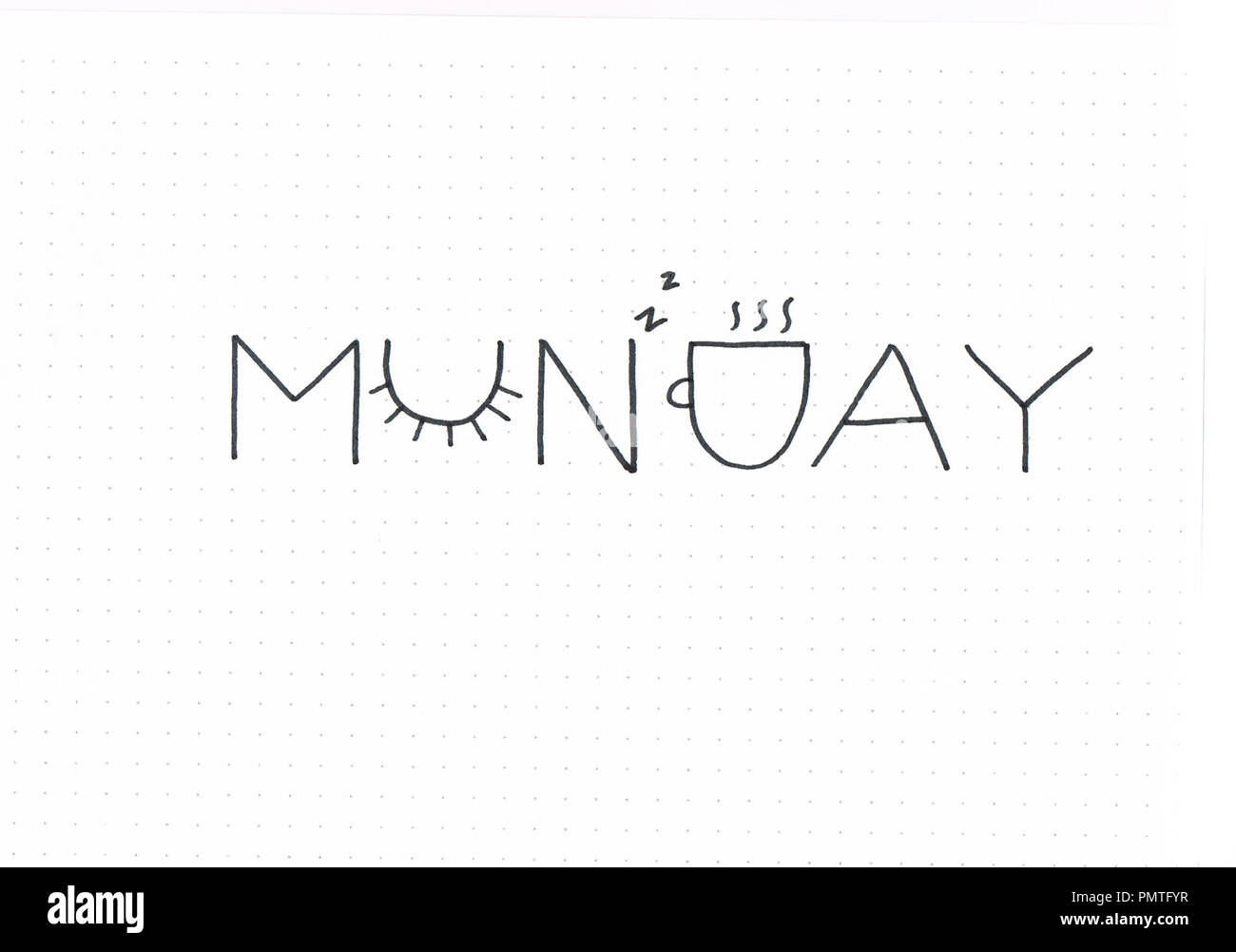 "Monday" hand lettering text with little doodles Stock Photo - Alamy