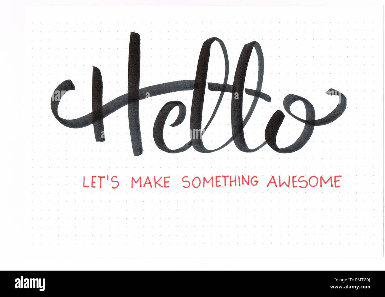 "Hello Let's Make Something Awesome" hand lettering design in blue and ...