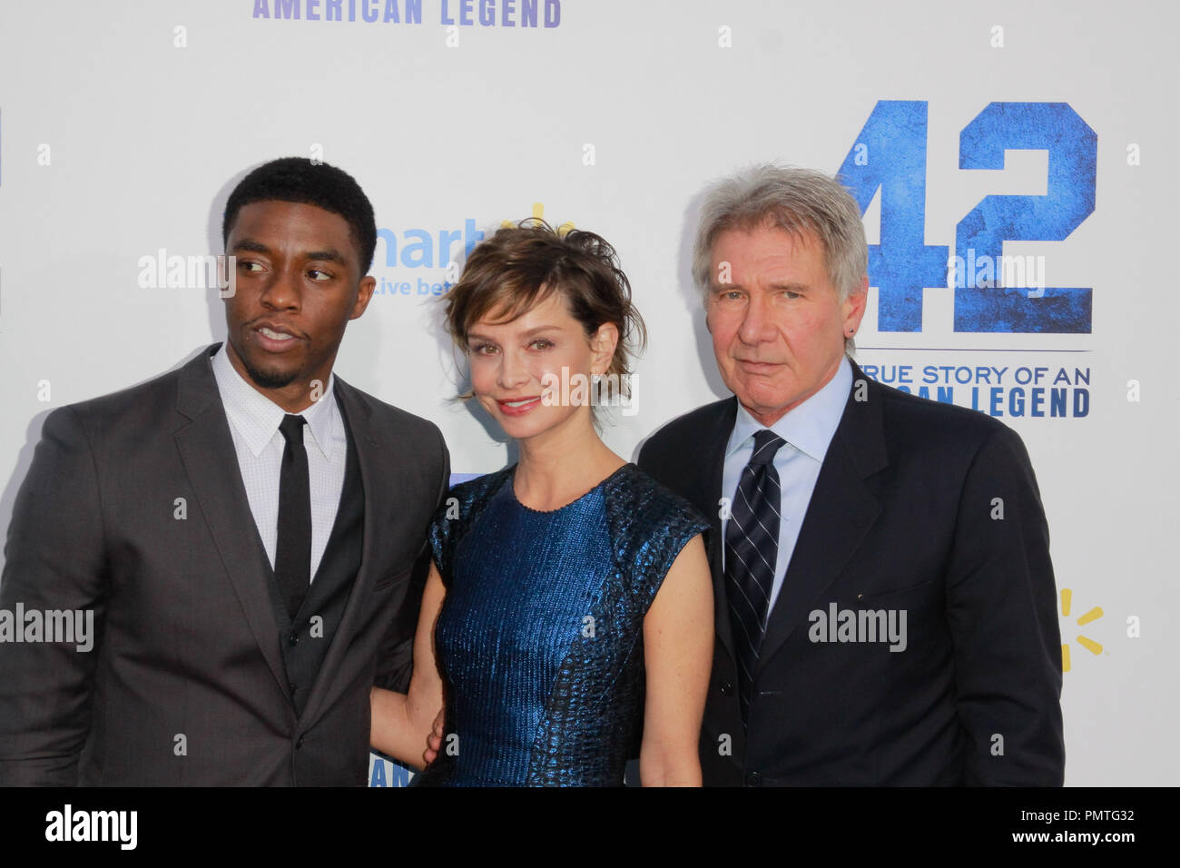 Harrison Ford, Calista Flockhart and Chadwick Boseman at the Premiere ...
