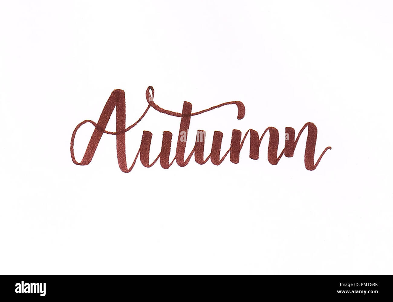 "Autumn" hand lettering inscription in brown with flourishes Stock ...