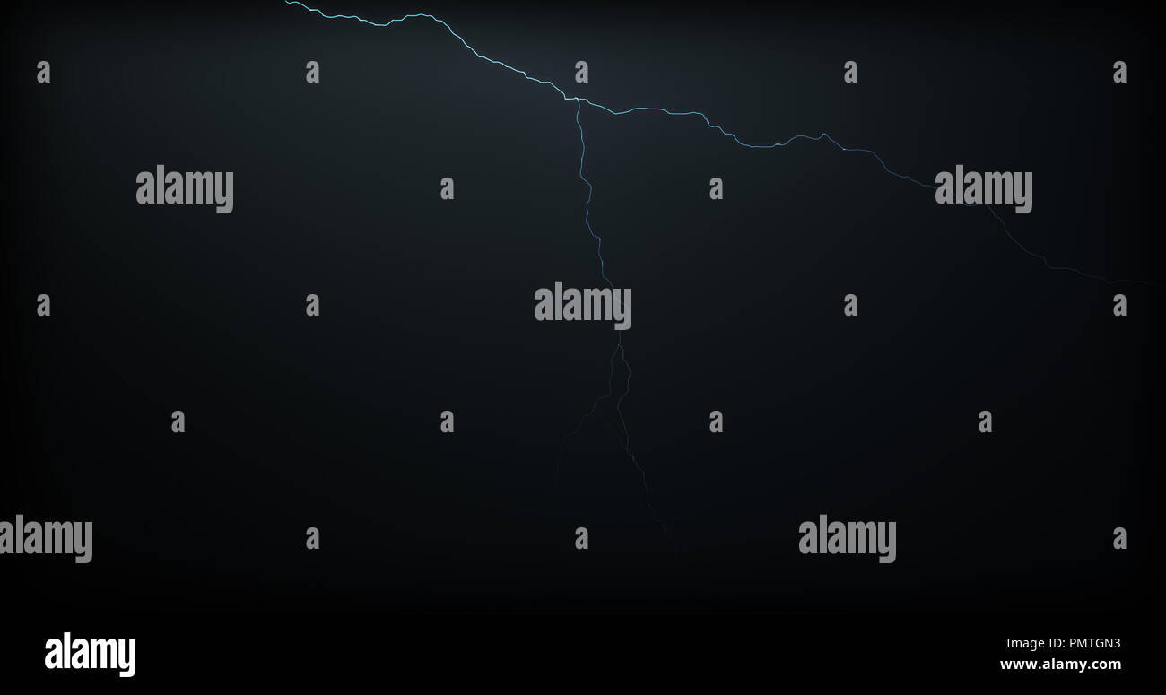 Lightning strikes on a black background with realistic reflections ...