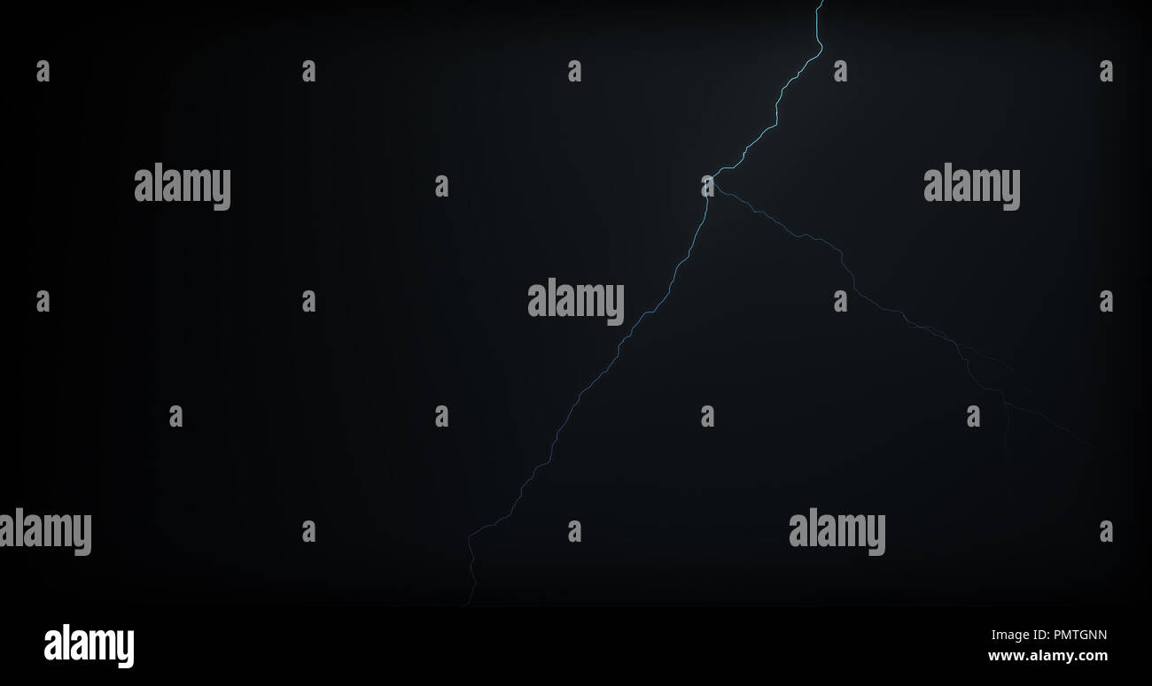 Lightning strikes on a black background with realistic reflections ...