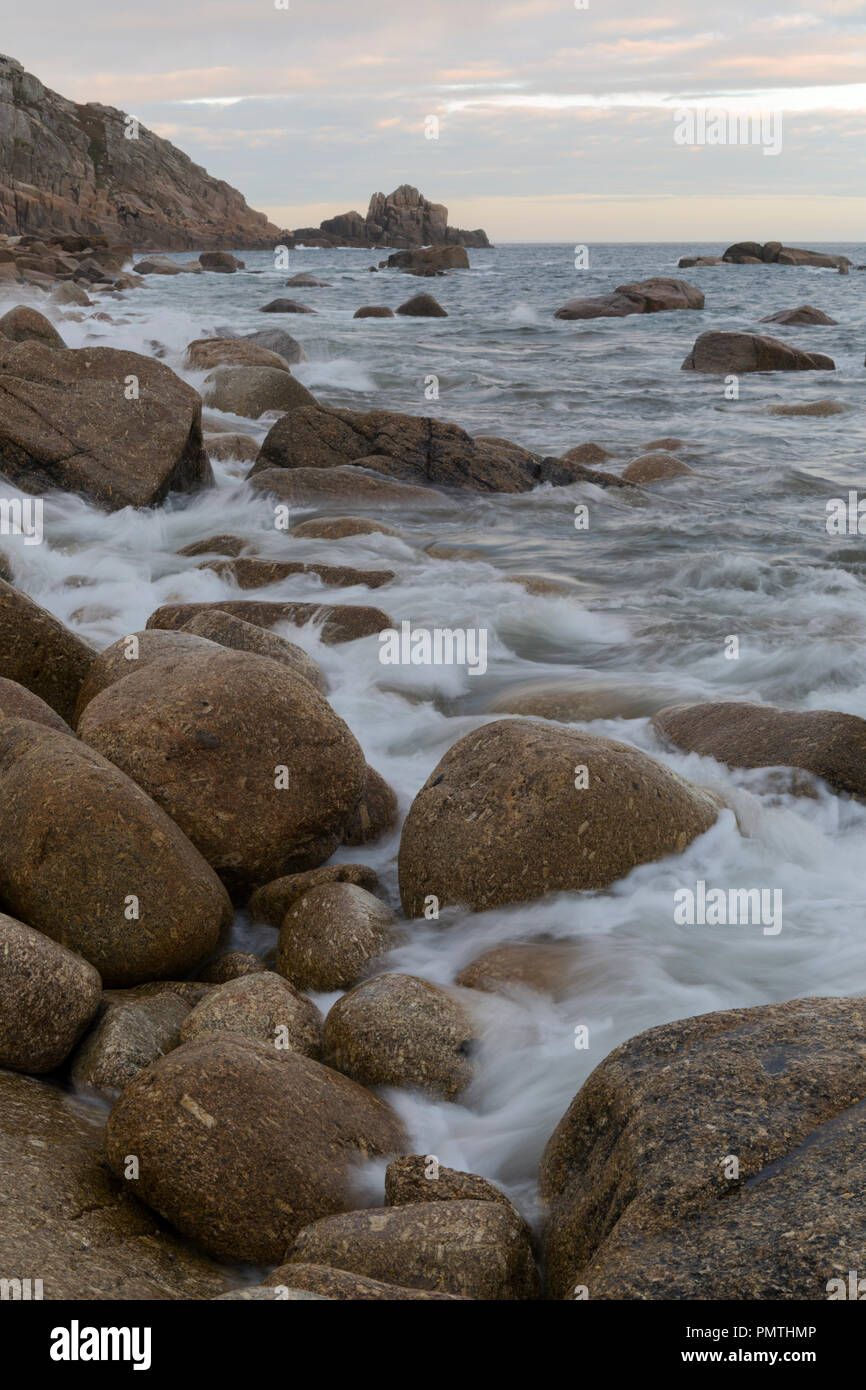 The bouldered beach at St Loys Cove in West Cornwall Stock Photo - Alamy