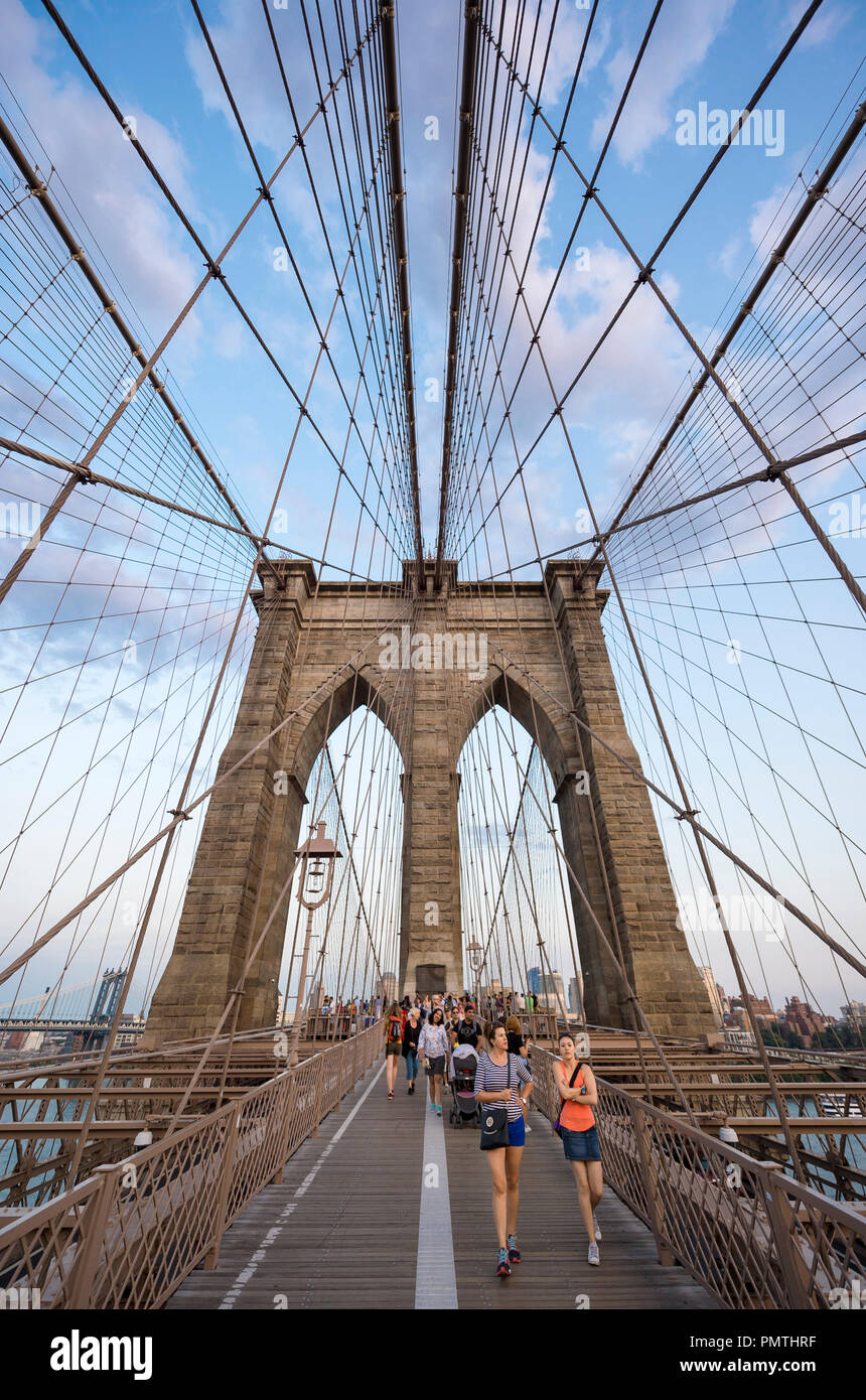 NEW YORK - AUGUST 26, 2017: Tourists and locals fight for space on the ...