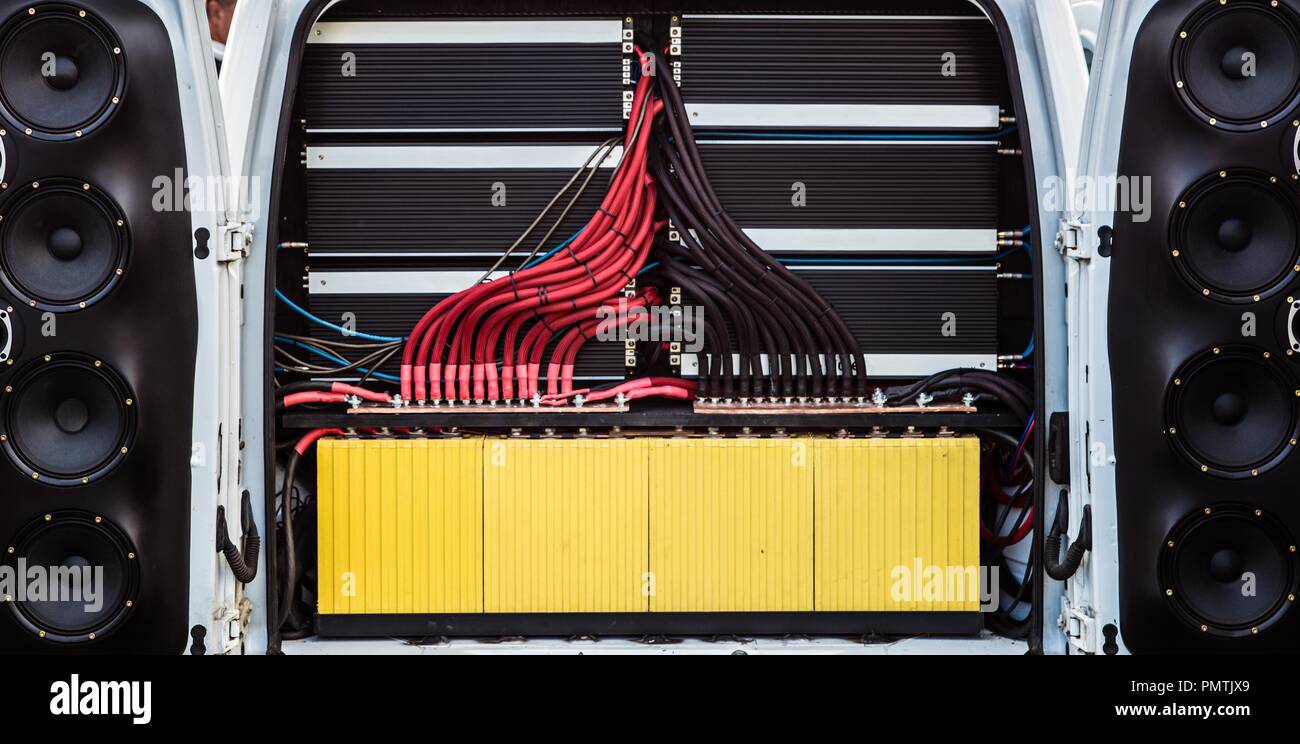 Powerful car audio system, music amplifiers and loudspeakers in car ...