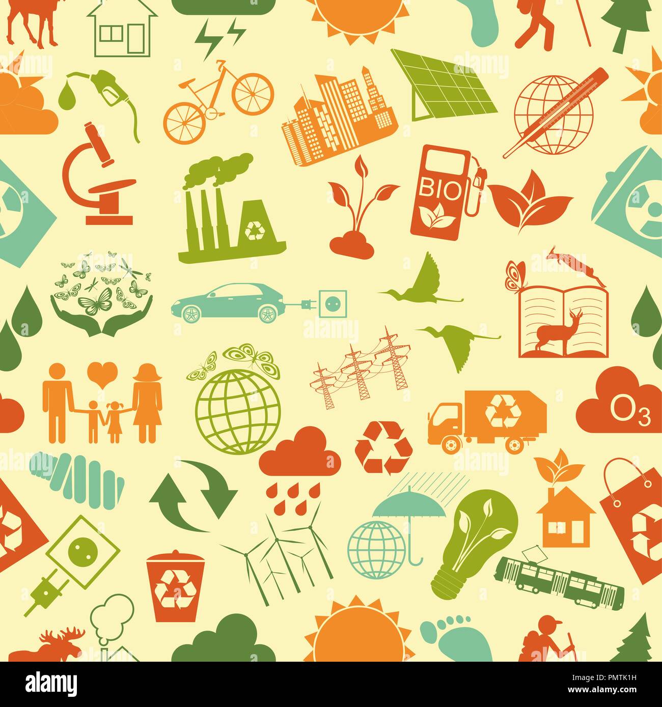 Environment, ecology seamless, pattern. Environmental background ...
