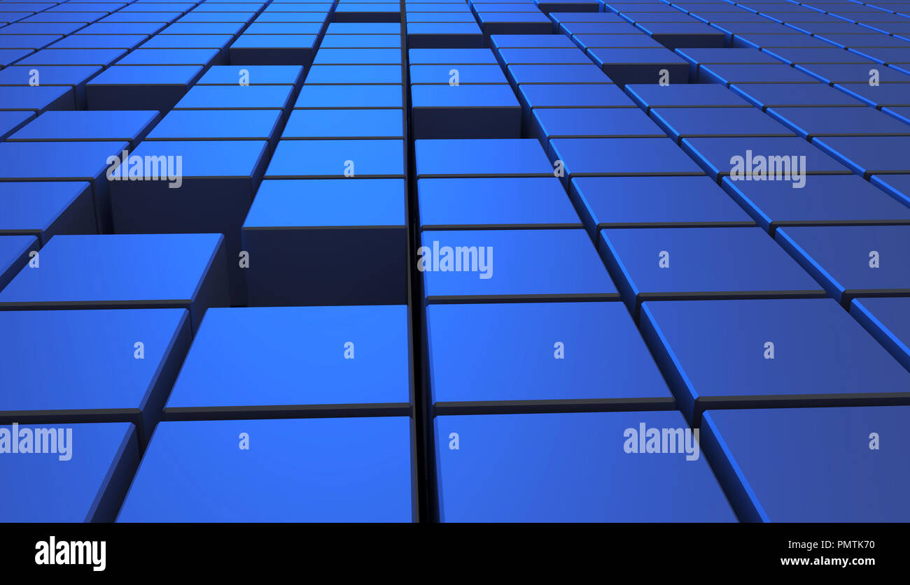 Abstract background of cubes in blue color. 3D illustration Stock Photo ...