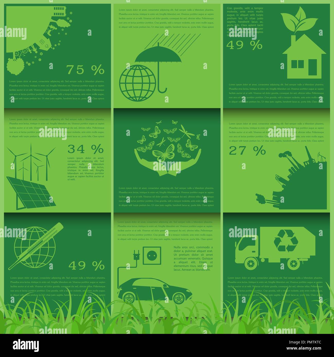 Environment, ecology infographic elements. Environmental risks ...