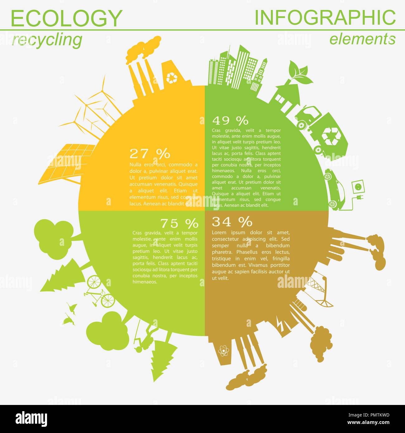 Environment, ecology infographic elements. Environmental risks ...