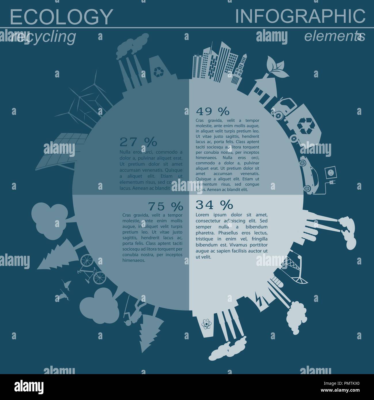 Environment, ecology infographic elements. Environmental risks ...