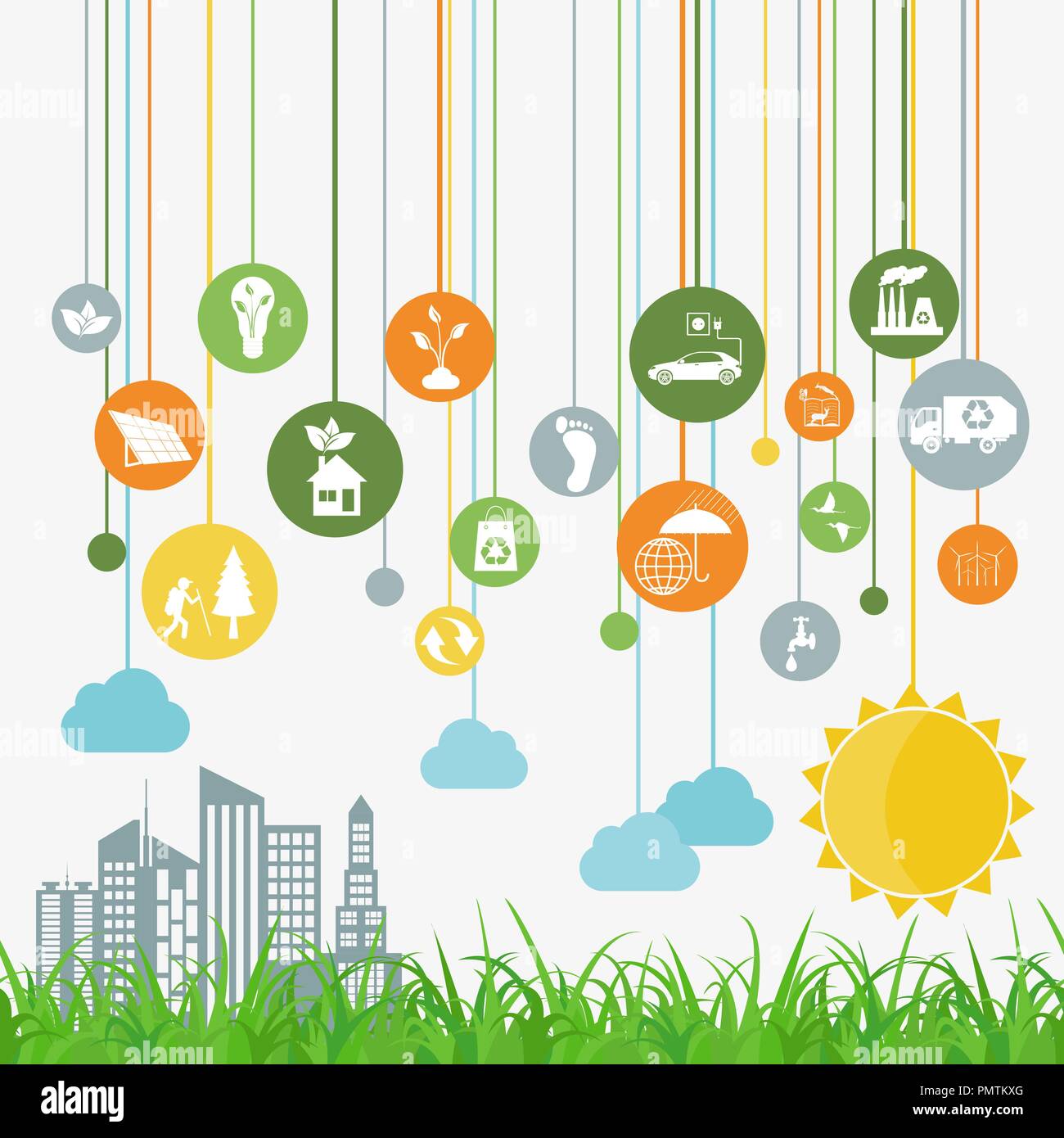 Environment, ecology infographic elements. Environmental risks ...