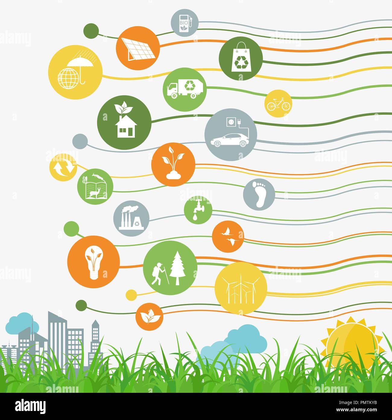 Environment, ecology infographic elements. Environmental risks ...