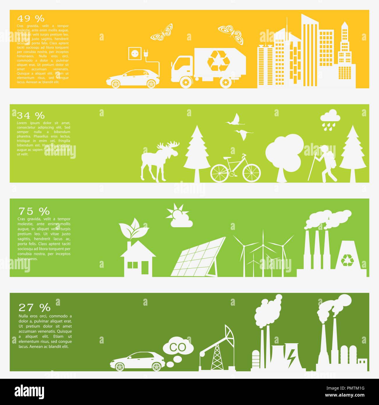 Environment, ecology infographic elements. Environmental risks ...