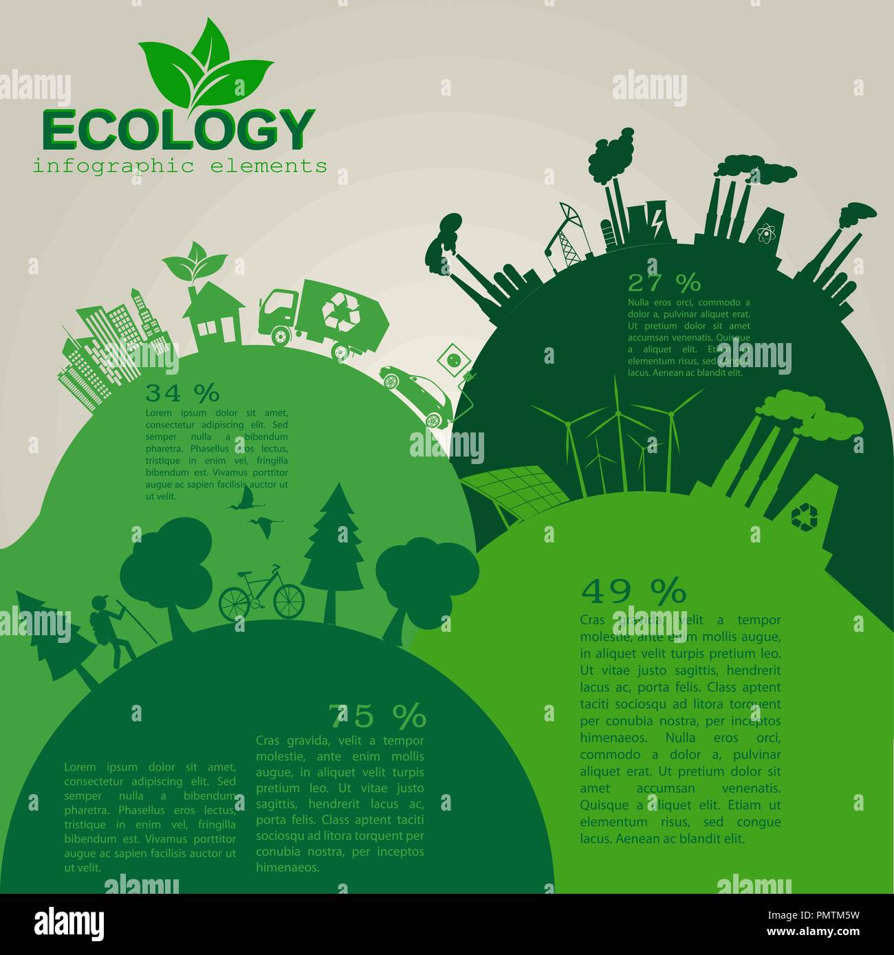 Environment, ecology infographic elements. Environmental risks ...