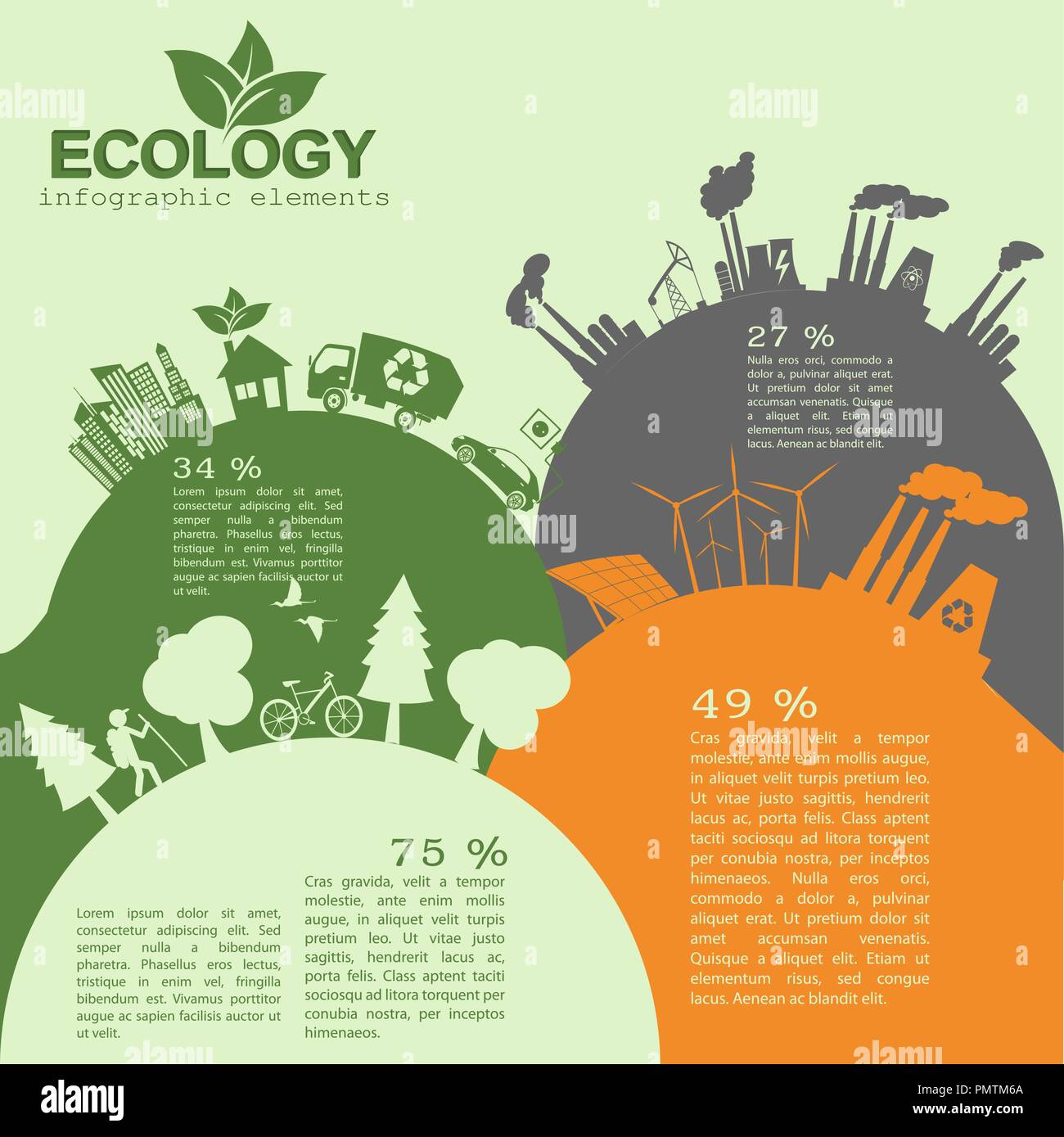 Environment, ecology infographic elements. Environmental risks ...