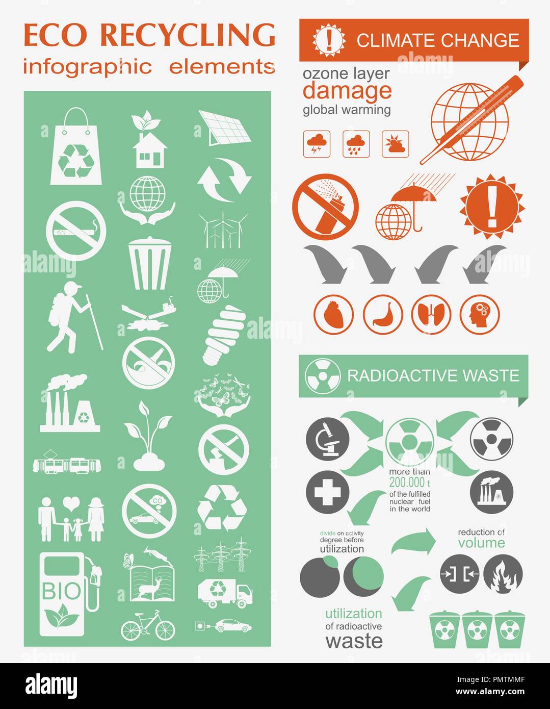 Environment, ecology infographic elements. Environmental risks ...