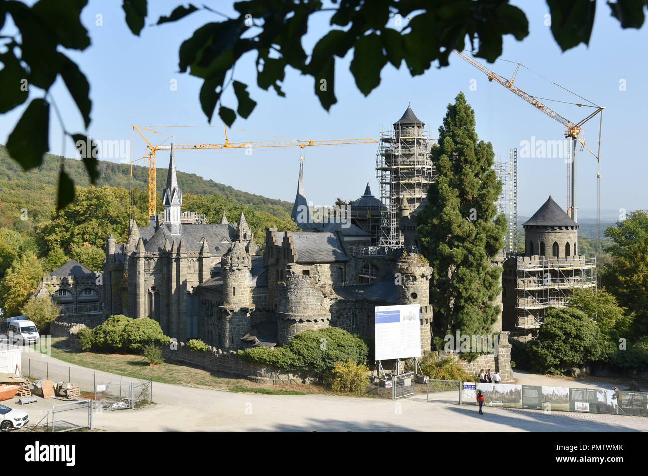 19 September 2018, Hessen, Kassel: View of the Löwenburg castle in the ...