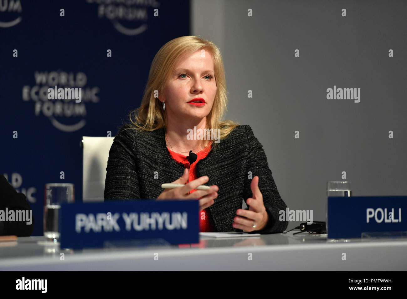 Tianjin, China. 19th Sep, 2018. Frida Polli, co-founder and chief ...