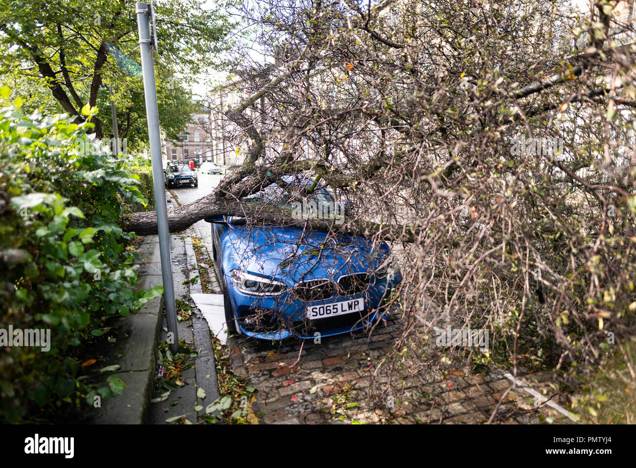 Edinburgh, UK. 19 September 2018. Storm Ali arrives in Edinburgh ...