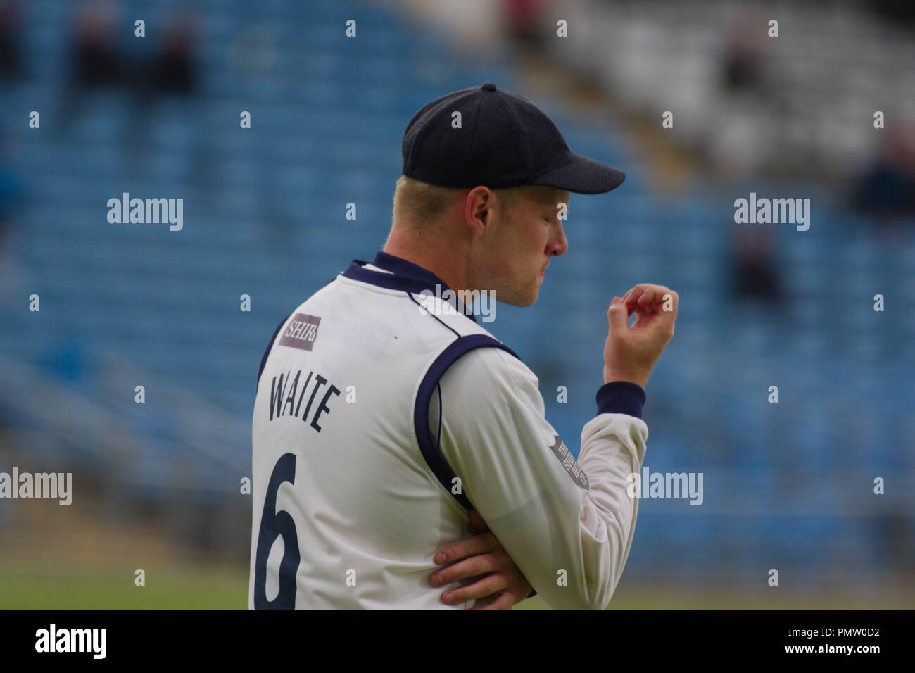Leeds, England, 19 September 2018. Matthew Waite fielding for Yorkshire ...