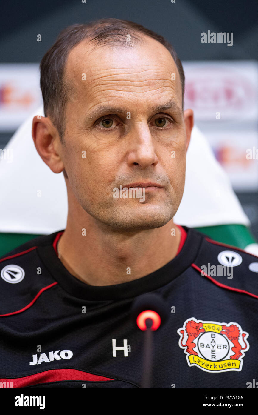 Charkiw, Ukraine. 19th Sep, 2018. Heiko Herrlich, coach of Bayer ...