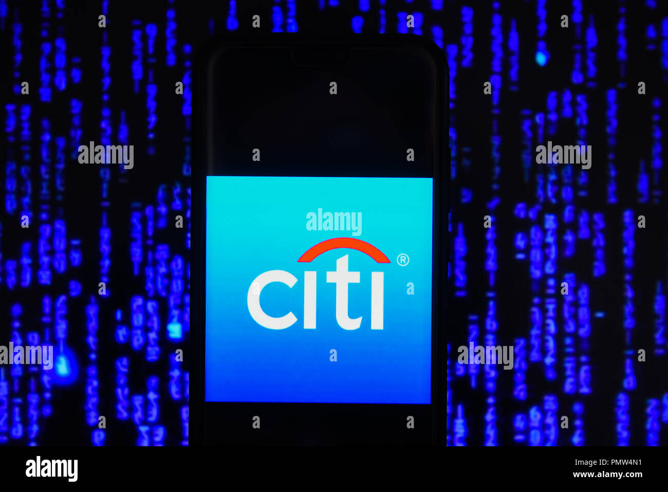 Krakow, Poland. 19th Sep, 2018. Citi bank logo is seen on an android ...
