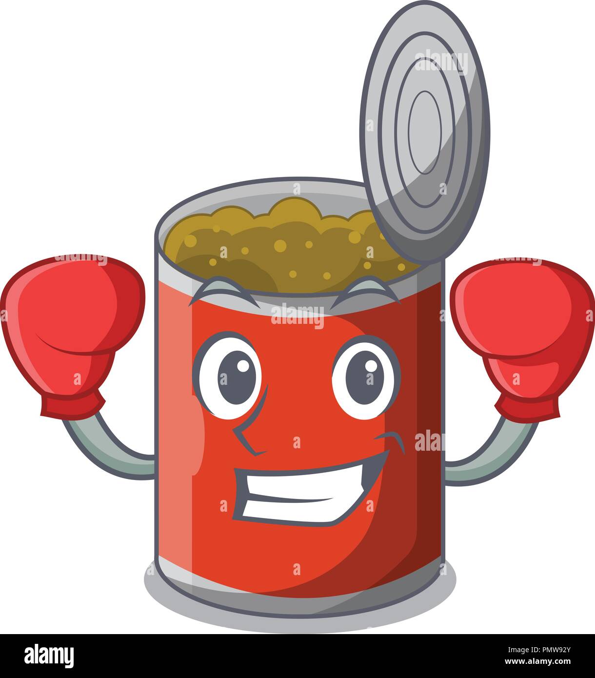 Boxing character canned food isolated on cartoon Stock Vector Image ...