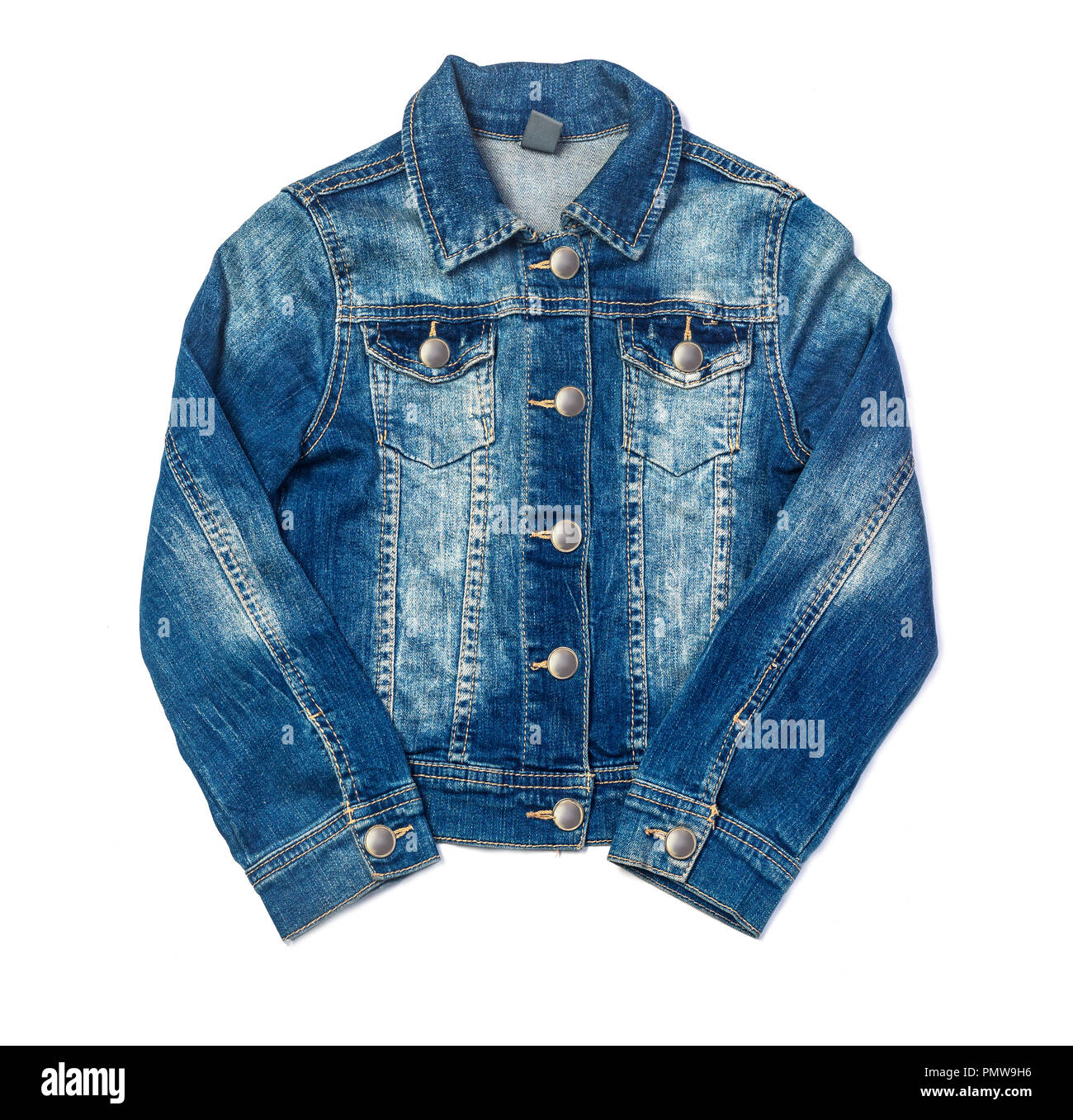 Jeans jacket blue color, isolated on white background Stock Photo - Alamy