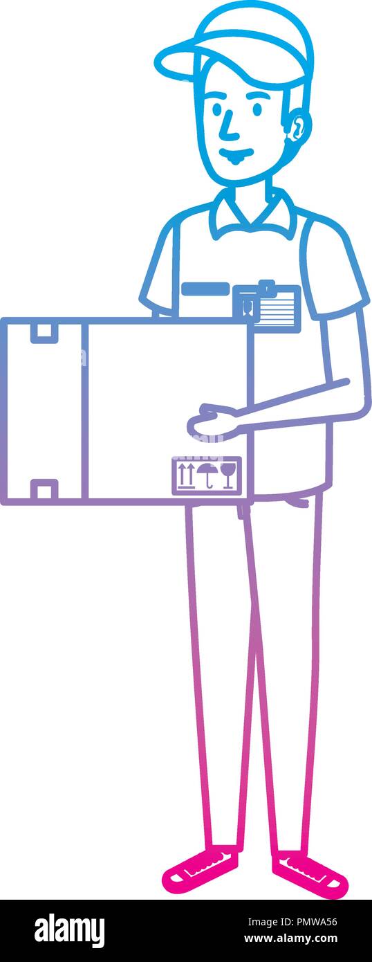 delivery worker lifting box character Stock Vector Image & Art - Alamy