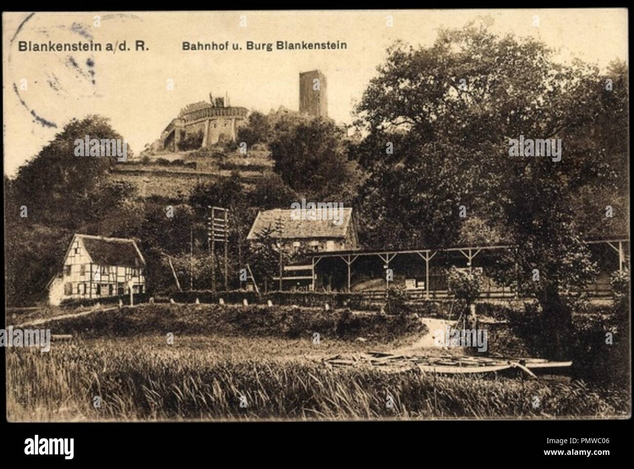 Blankenstein (Ruhr) - Bahnhof 1907-b-w Stock Photo - Alamy
