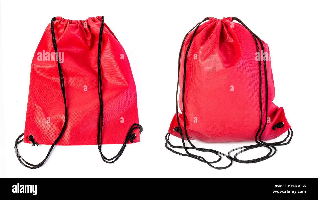 drawstring pack isolated on white background Stock Photo - Alamy