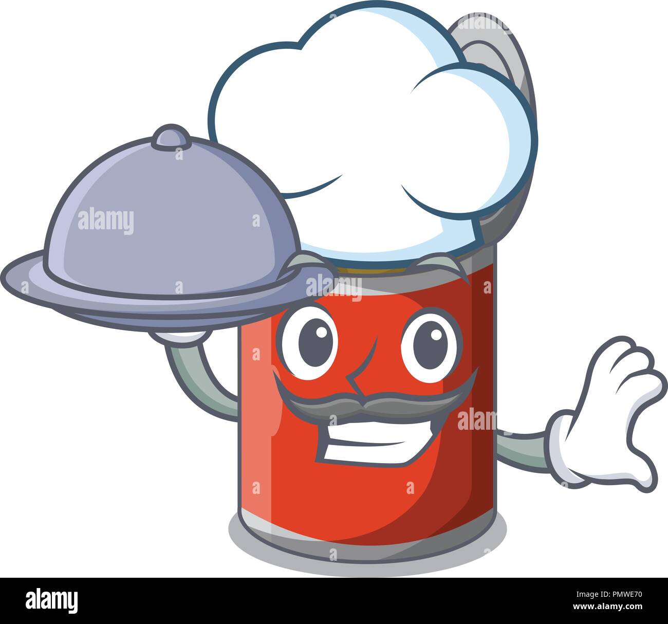 Chef with food canned food on the table cartoon Stock Vector Image ...