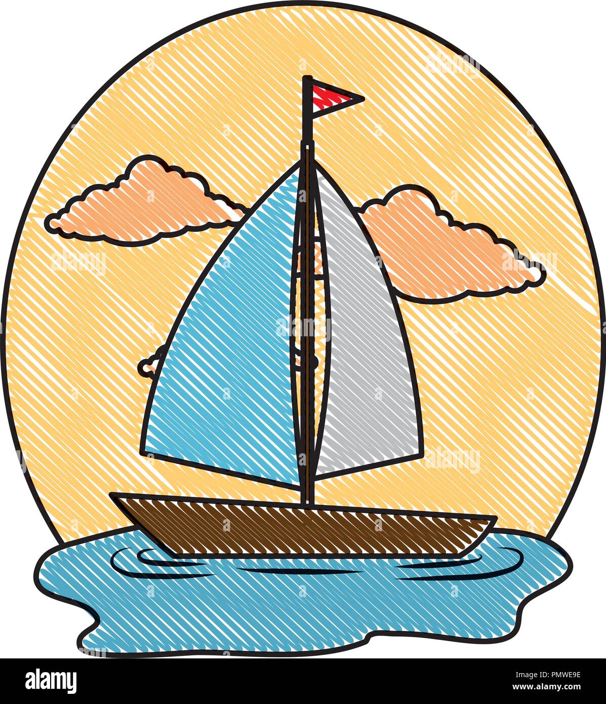 sail boat on the sea Stock Vector Image & Art - Alamy