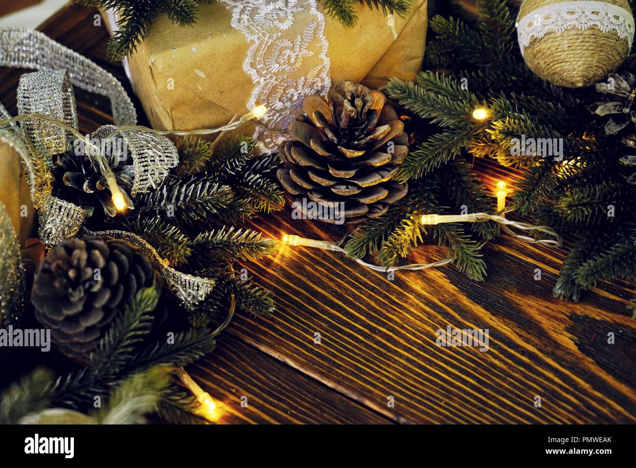 rustic styled , vintage style wooden texture background. Happy New Year ...